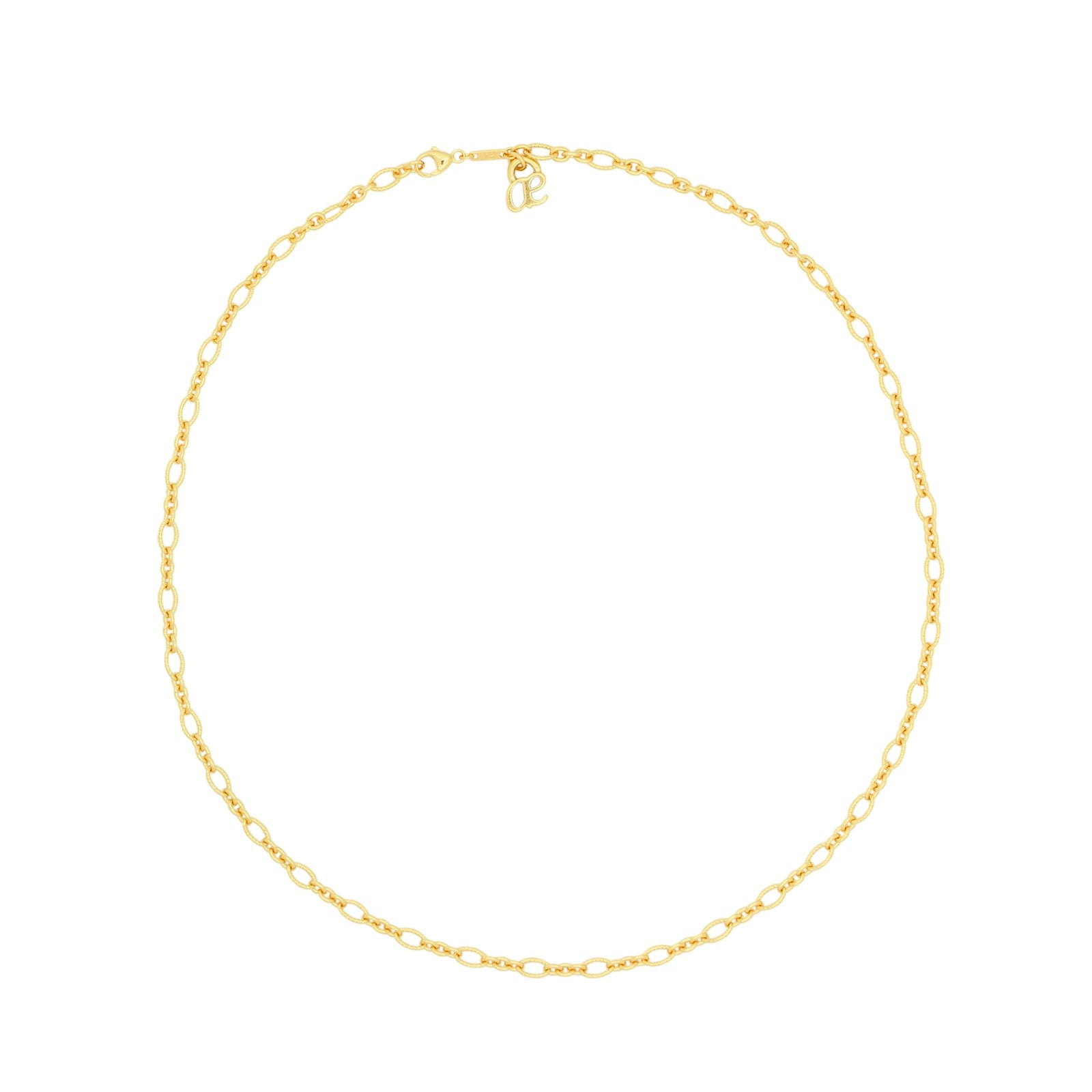 The Oval Charm Chain Oro blanco - Con Grabado